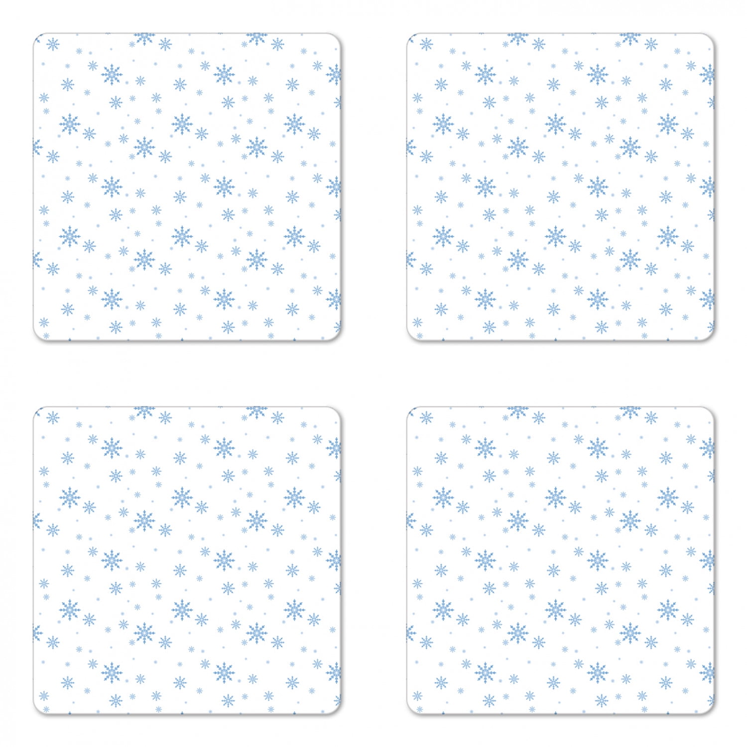 Winter Coaster Set of 4, Cold December Design Simple Seasonal Snowy ...