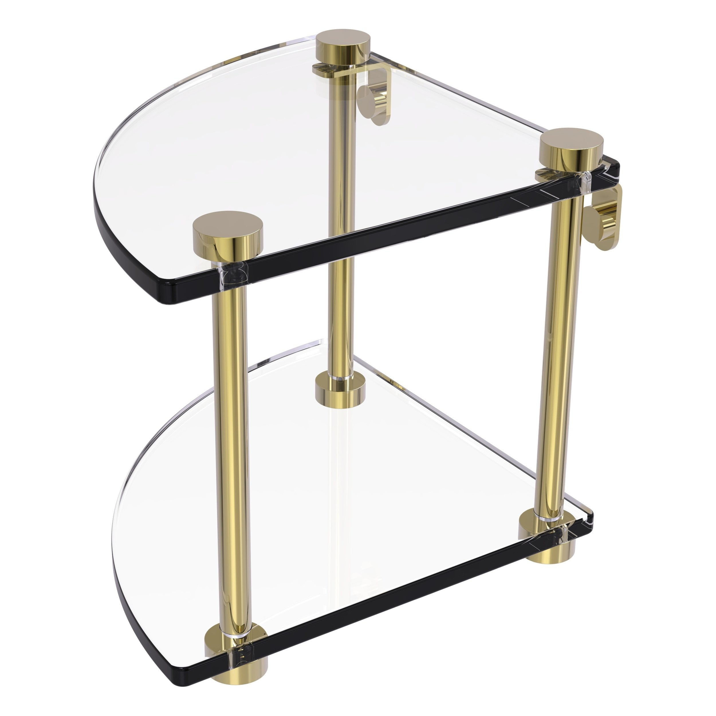 Two Tier Corner Glass Shelf - Unlacquered Brass - Walmart.com
