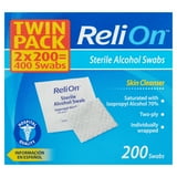 ReliOn Skin Cleanser Sterile Alcohol Swabs Twin Pack, 400 count, 2 pack ...