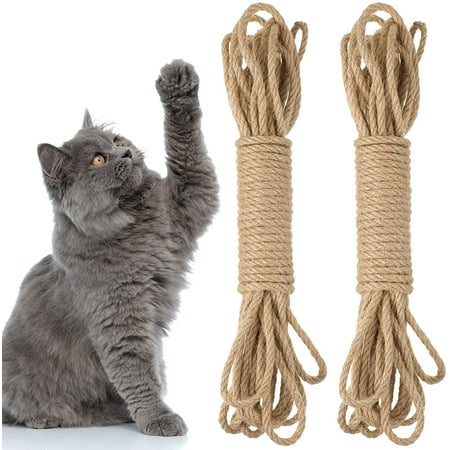 2 Pieces 32 FT 1/4 Inch Diameter Sisal Rope Cat Scratching Rope Cat ...