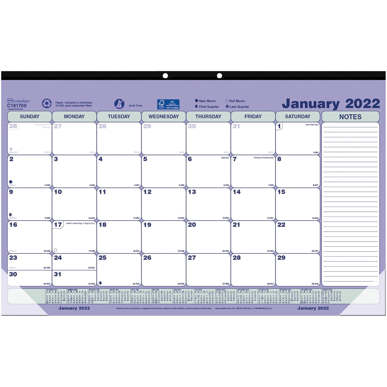Brownline Redc181700 Monthly Compact Desk Pad Wall Calendar 1 Each