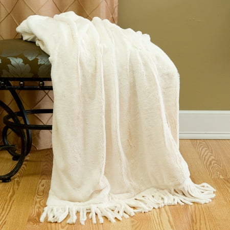 Quality Home Fringed Faux Fur Rabbit Throw - Walmart.com