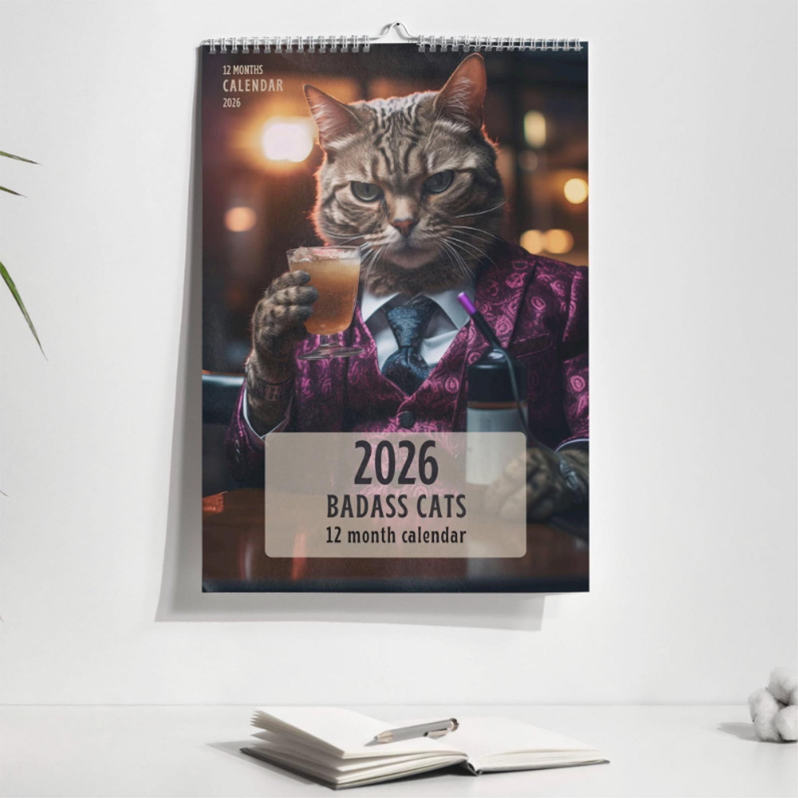 Click here for Earkity Badass Cats 2026 Wall Calendar Free Size prices