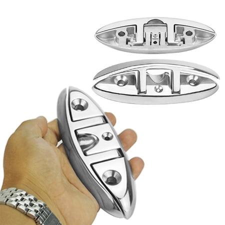 Stainless Steel Boat Deck Foldable Cleat 5-inch Detachable Pre-drilled ...