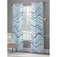 Blue Striped Sheer Curtains for Living Room Bedroom Modern Simple ...