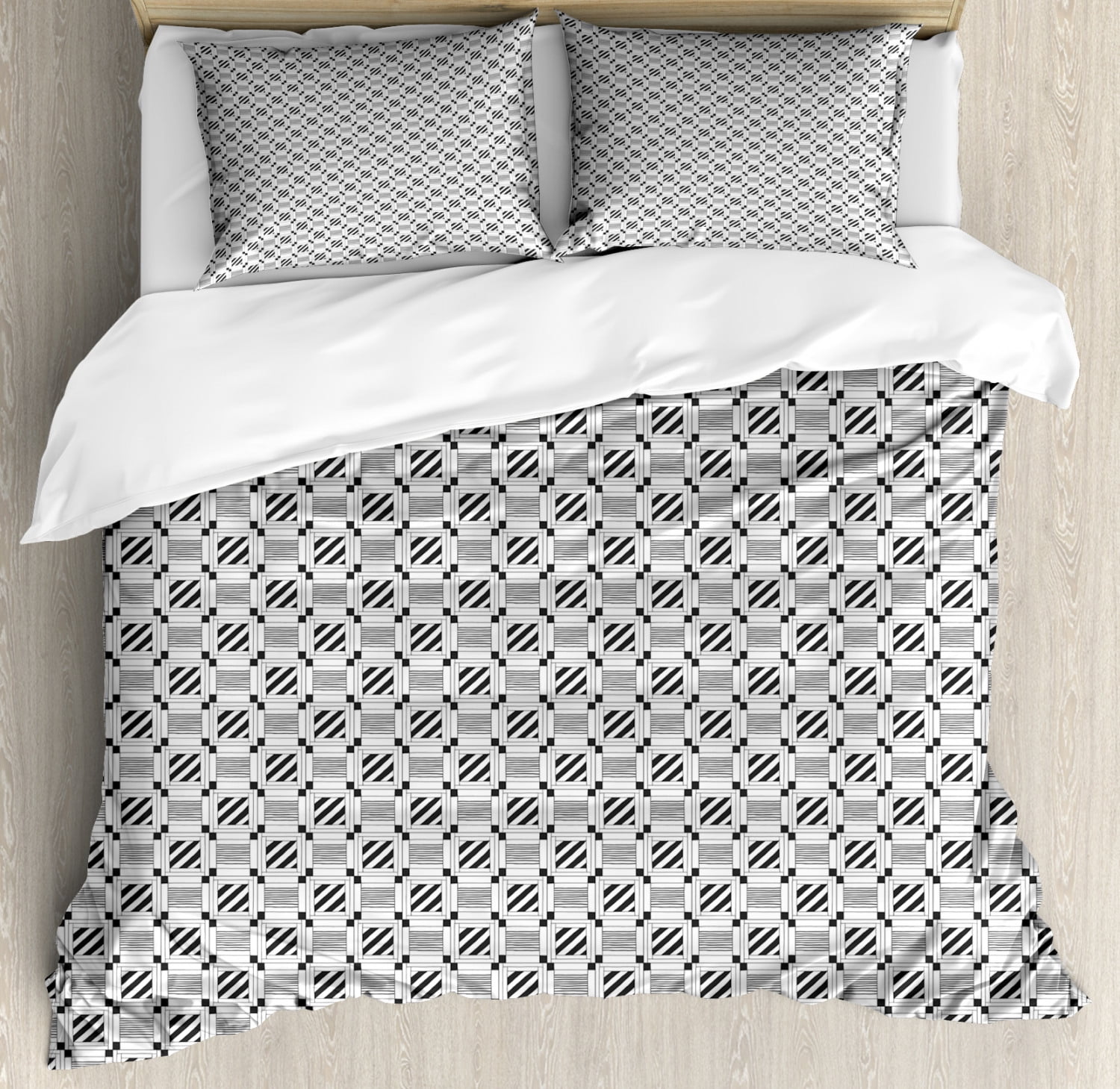 Abstract Duvet Cover Set Queen Size, Geometric Pattern of Hand Drawn ...