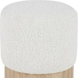 Meridian Furniture Veranda Boucle Fabric Ottoman/Stool in Cream/Natural ...