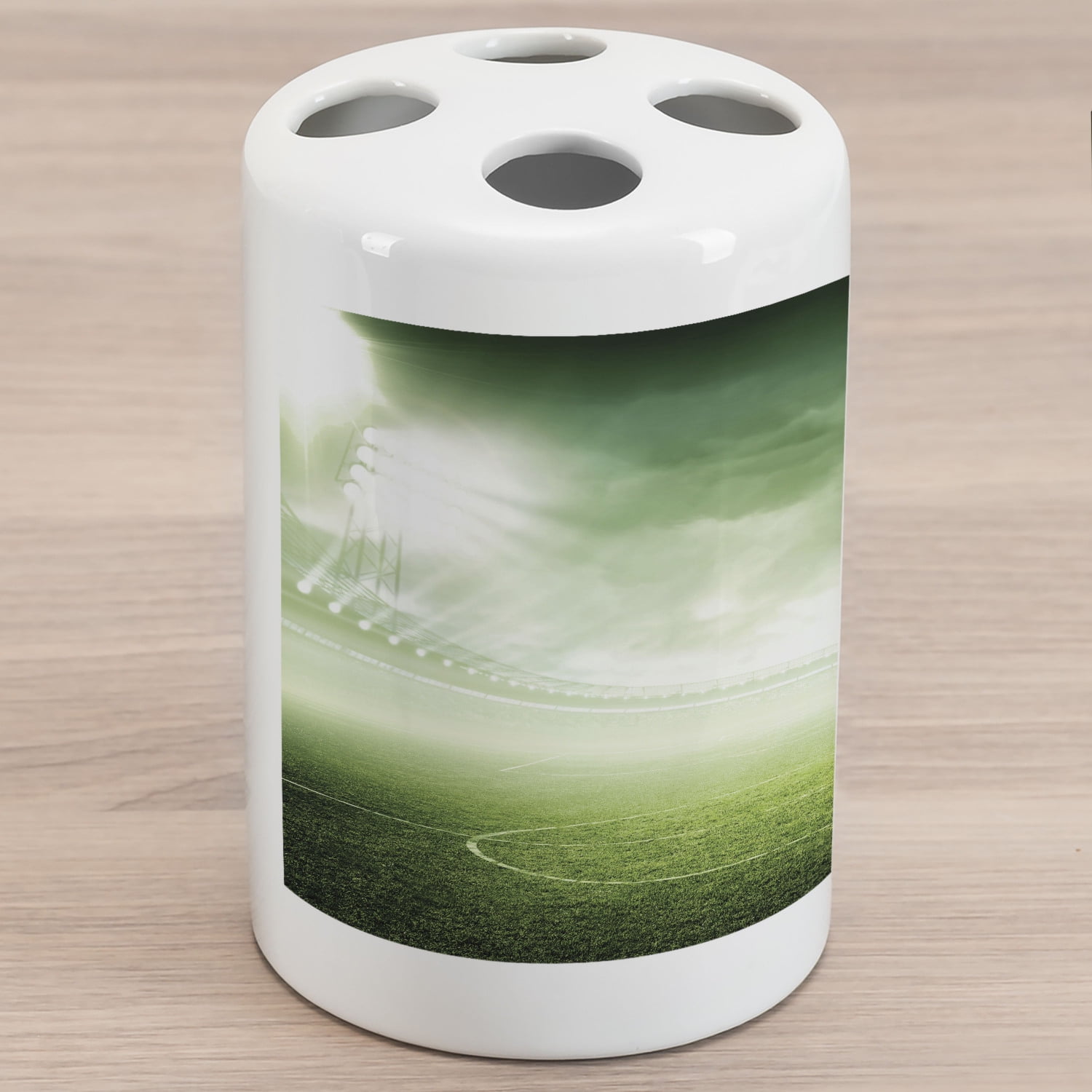 Soccer Ceramic Toothbrush Holder, Pattern of Stadium at Night View ...