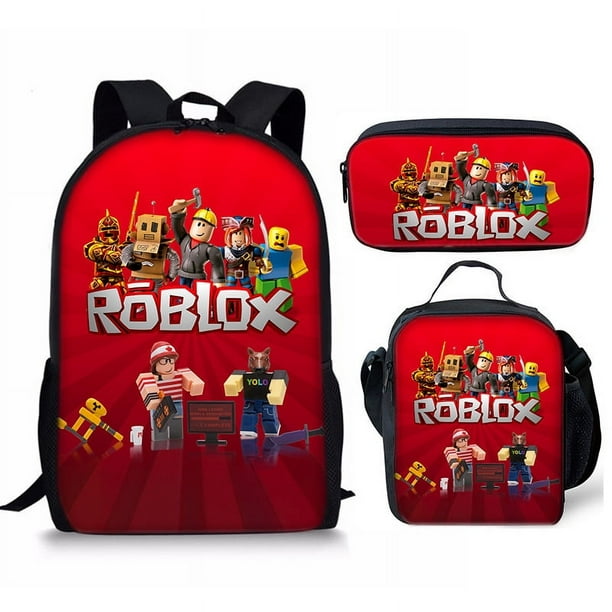 ROBLOX Backpack, Retro Bag, Cartoon Backpack Three-piece, 3D Printing ...
