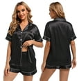 Finvizo Womens Silk Satin Pajamas Set Soft Short Sleeve Two Piece Pjs