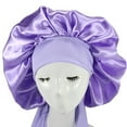 Sylvtty Solid Color Faux Silk Satin High Elastic Lacing Hair Bonnet ...