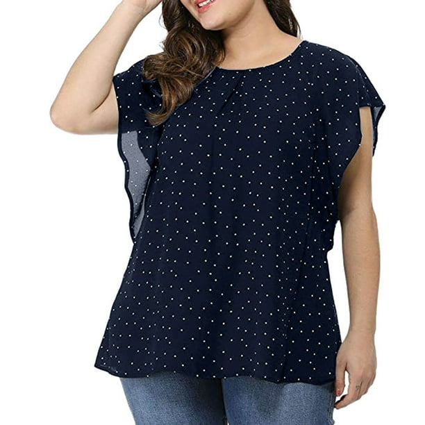 Duobla Roseonmyhand Womens Summer Plus Size Ruffle Sleeve Shirt Top
