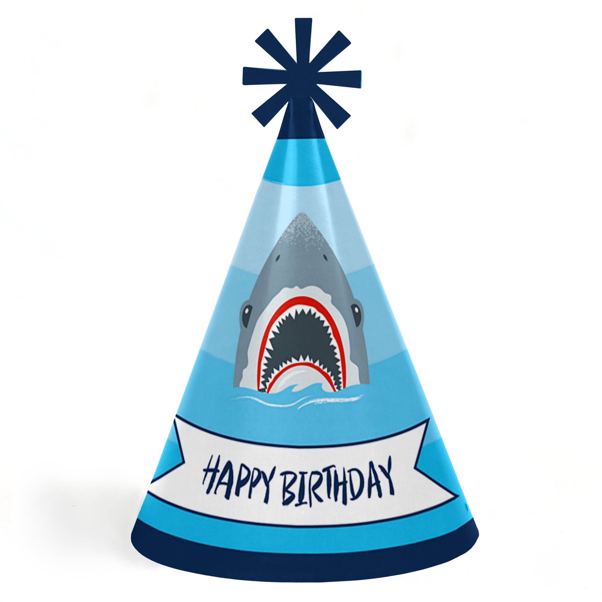 Shark Zone - Cone Jawsome Shark Happy Birthday Party Hats for Kids and ...