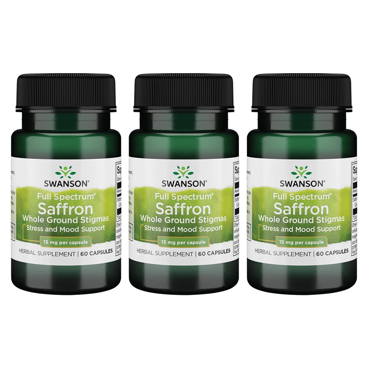 Swanson Full Spectrum Saffron Whole Ground Stigmas 15 mg 60 Caps 3 Pack ...