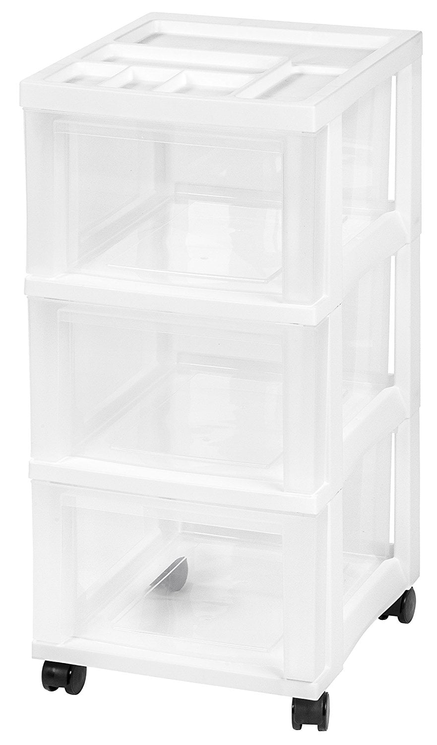 IRIS 3-Drawer Storage Cart with Organizer Top, White, 2 Pack - Walmart.com
