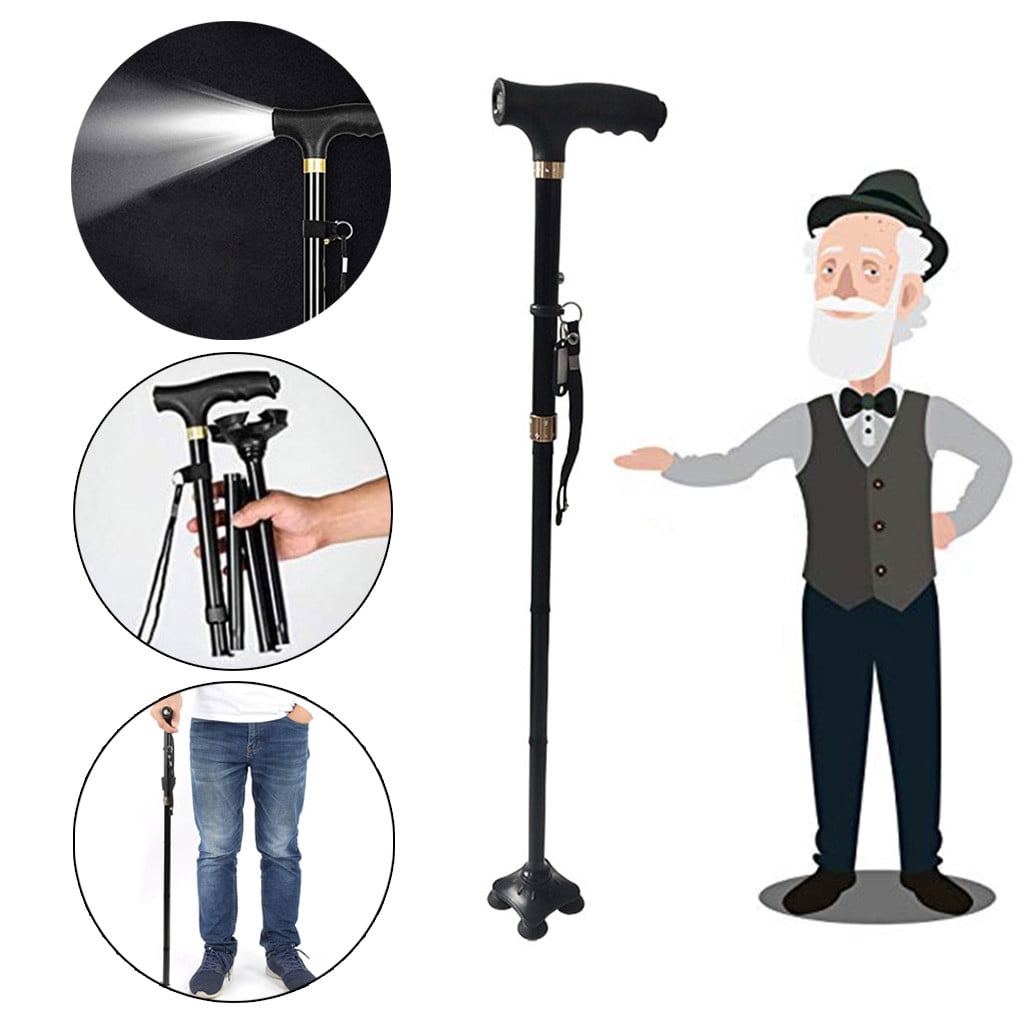 Shiusina Collapsible Folding Walking Canes Stick Mobility Aids with LED ...