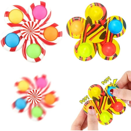2 Packs Fidget Spinner Pop S, Tie-Dye Popper Pop Bubble Spinner Relief ...