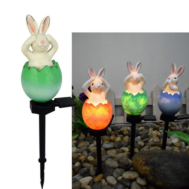esafio Solar Lights Outdoor Garden Decorative - Resin Rabbit Solar LED ...