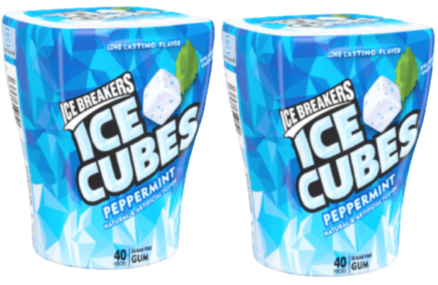 ICE BREAKERS ICE CUBES, Peppermint Flavored Sugar Free Chewing Gum ...