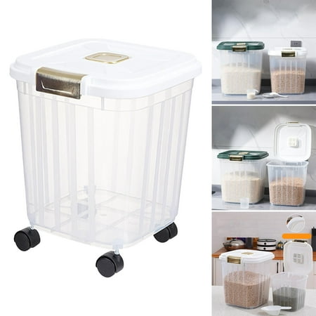 Dry Food Container Airtight Rice Storage Bin for Countertop Cupboard ...