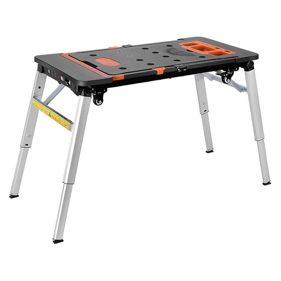 COSCO SmartFold Portable Workbench / Folding Utility Table (Gray Steel ...
