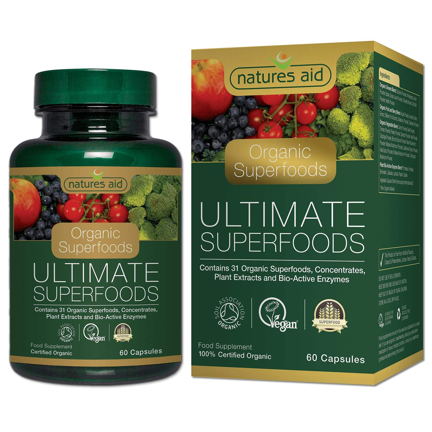 Cápsulas de Verdes y Bayas Natures Aid Ultimate 60 Cápsulas | Walmart ...