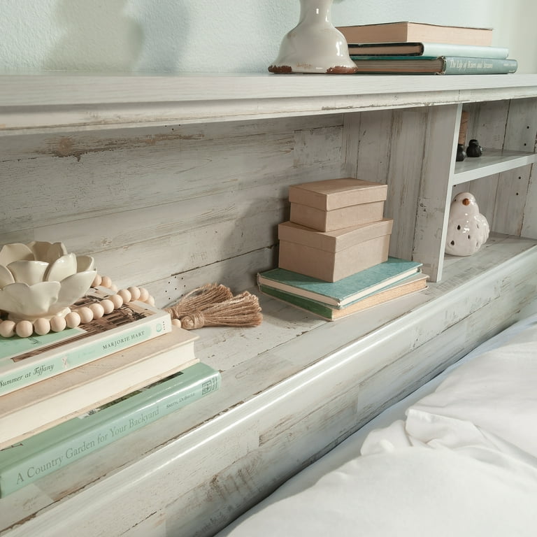 Sauder headboard queen bed wood full size headboards bookcase rustic storage wooden store