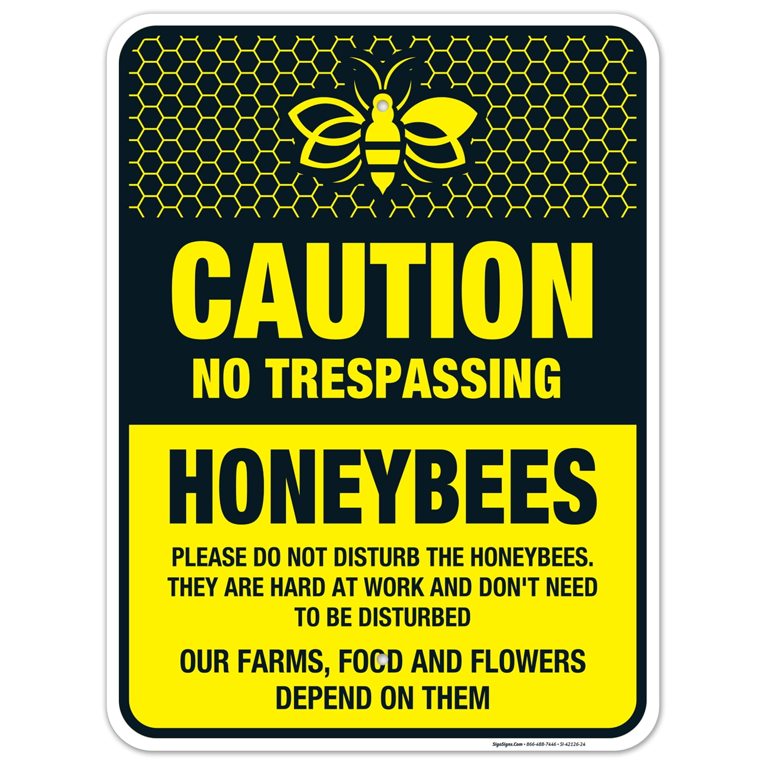 Bee Sign, Caution No Trespassing Honeybees at Work Sign, - Walmart.com