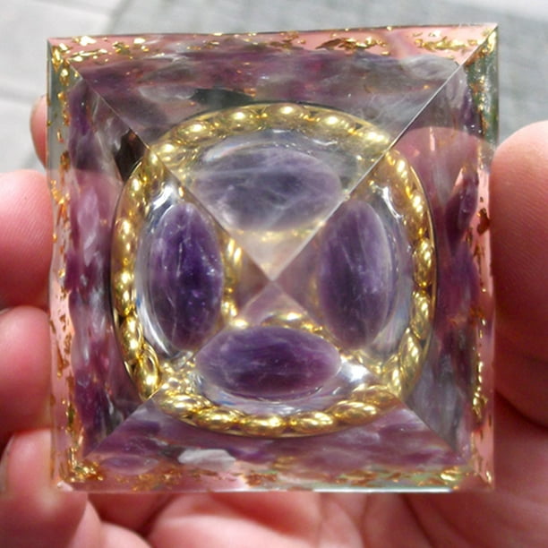 TB&W Orgonite Pyramid Amethyst Peridot Healing Crystal Art Energy ...