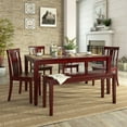 Lexington Large Dining Set with Bench and 4 Slat Back Chairs, Berry Red ...