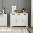 Homfa 42.5'' Kitchen Buffet, Rustic 3-Drawer Sideboard Cabinet with Adjustable Shelf, White ...