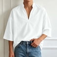 Casual Shirts for Mens Round Neck Ice Silk Short Sleeve Stretch ...
