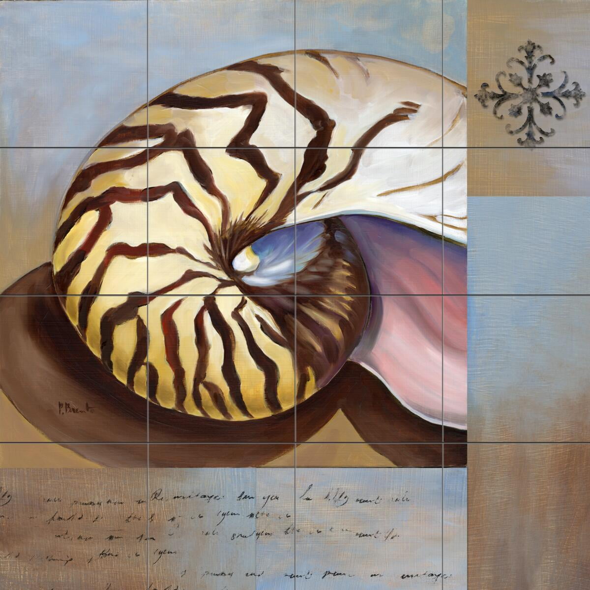 Tile Mural Bathroom Backsplash - Nautilus Collage - by Paul Brent ...