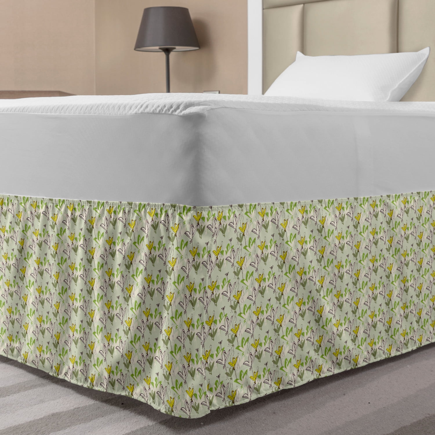 Botanical Bed Skirt, Birds As Flowers Floral Summer Blossoming Season ...