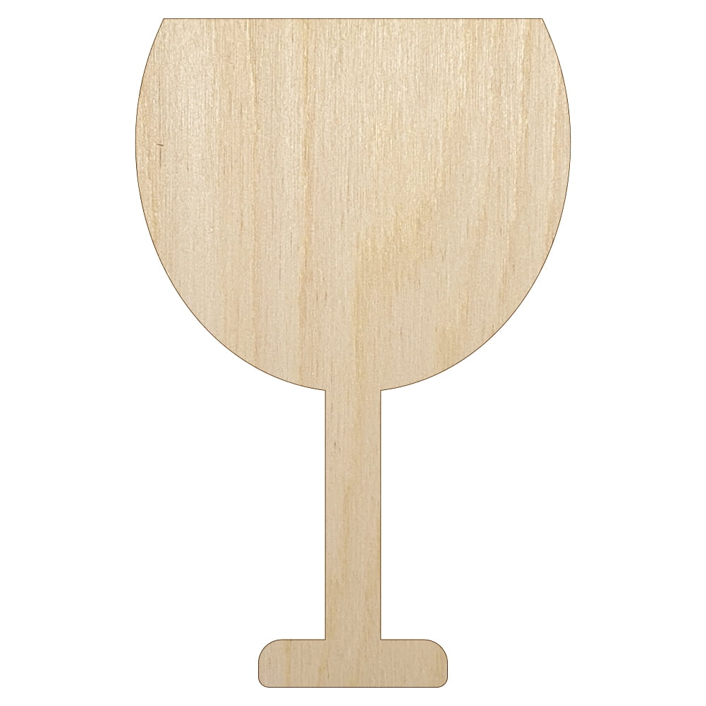 Wine Glass Solid Wood Shape Unfinished Piece Cutout Craft DIY Projects ...