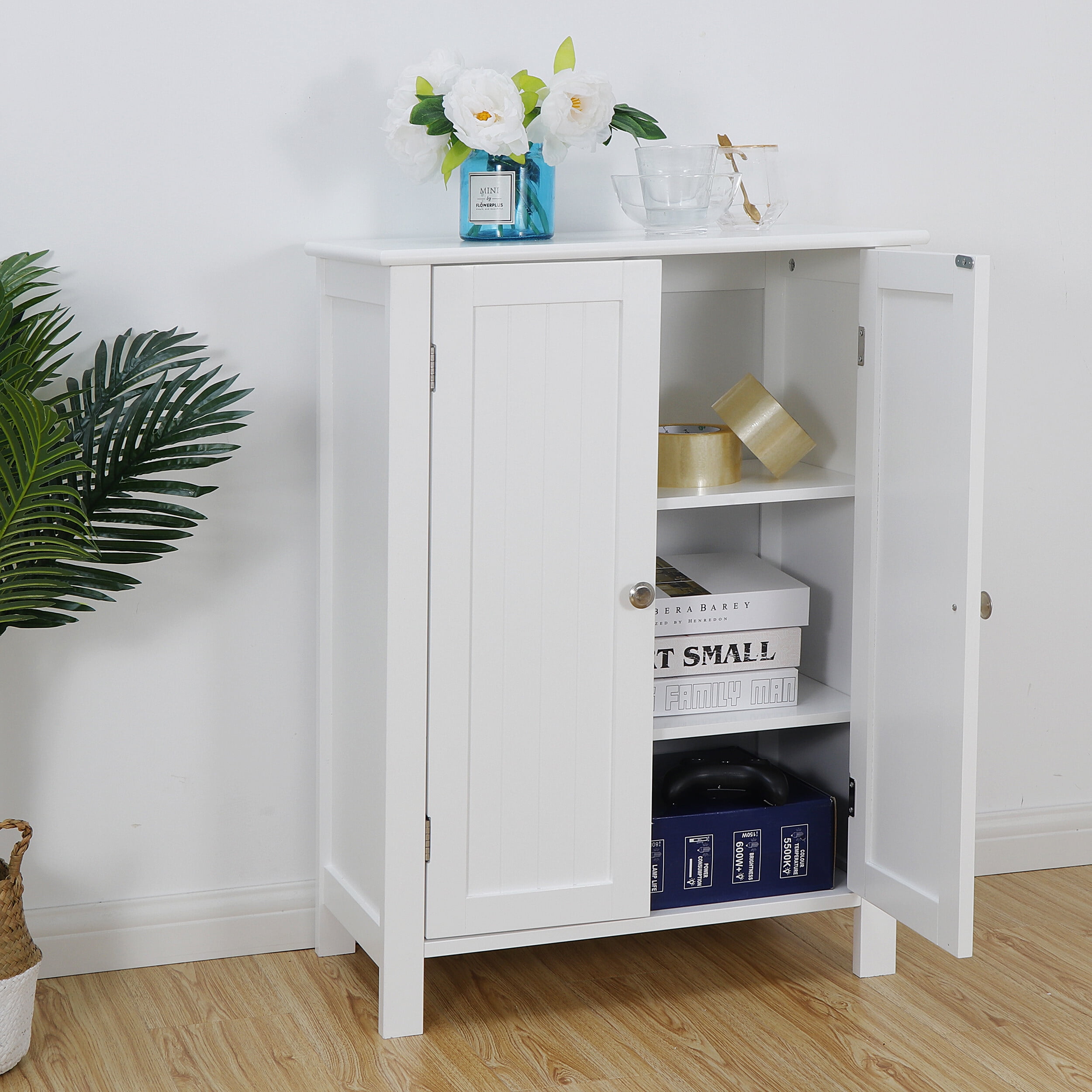 Buy HomGarden 2-Door Bathroom Floor Storage Cabinet Side Cupboard W ...