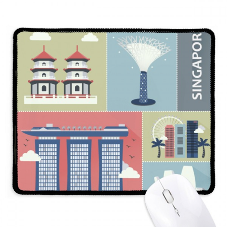 Singapore Skyscraper Famous Spots Mousepad Stitched Edge Mat Rubber ...