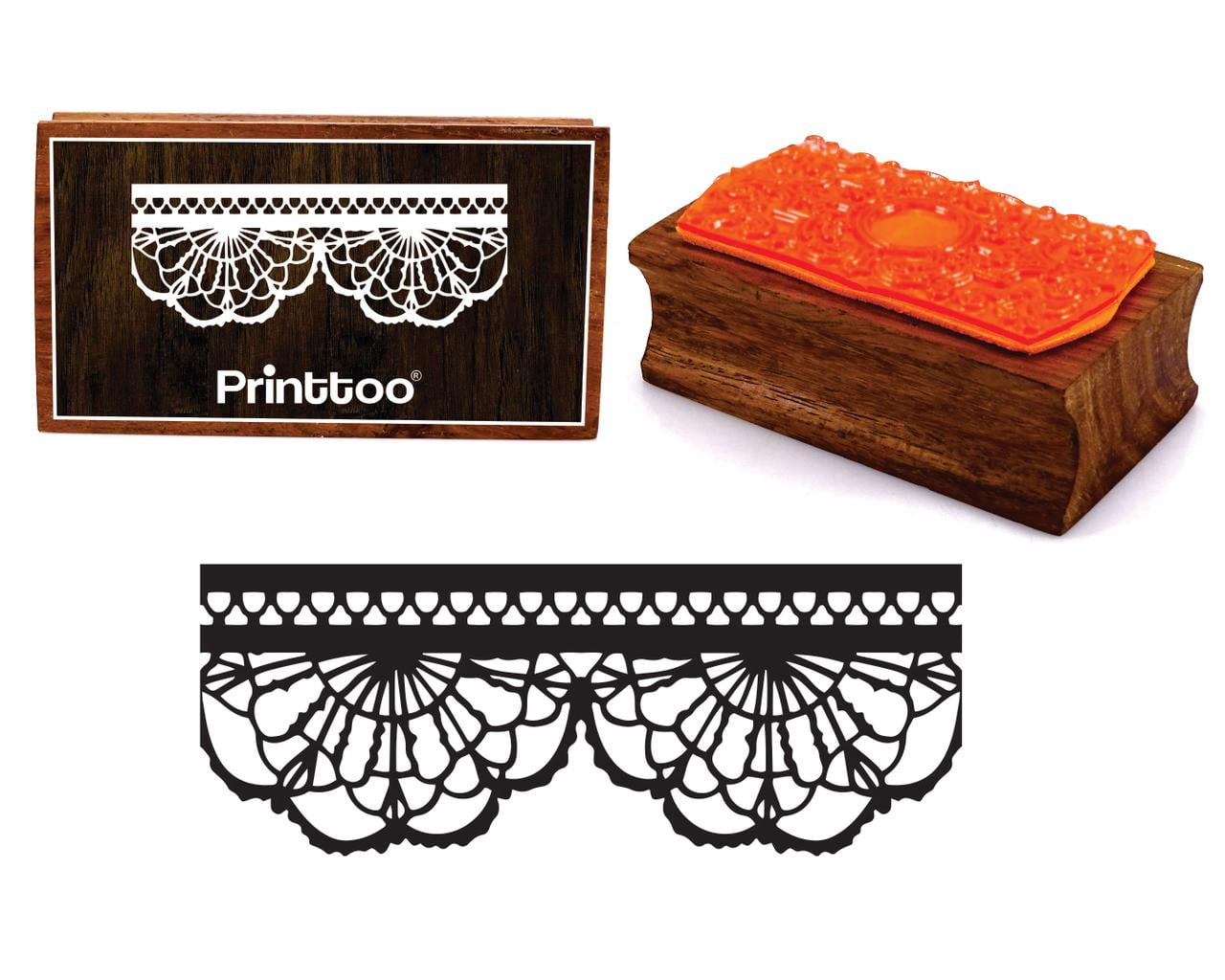 Printtoo Rectangular Lace Ornate Border Design Wooden Rubber Stamp ...