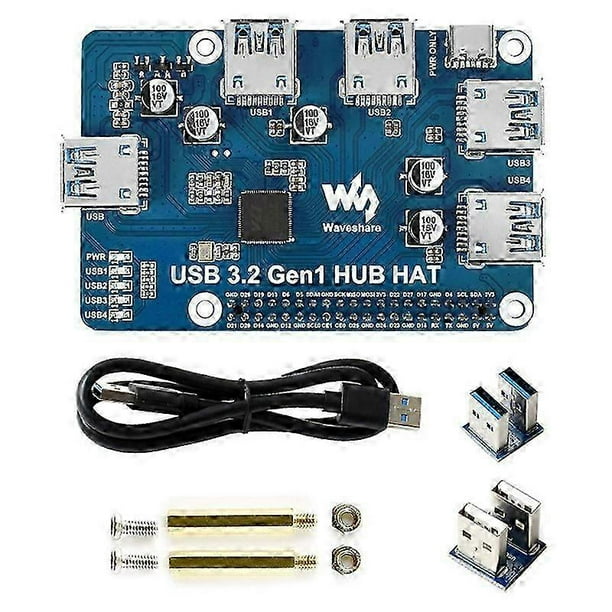 Waveshare USB 3.2 Gen1 HUB HAT for Raspberry Pi 4B 3B+ 3B 2B Zero W WH ...