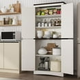 ChVans 71" Tall Farmhouse Kitchen Pantry with Adjustable Shelves, 5 ...
