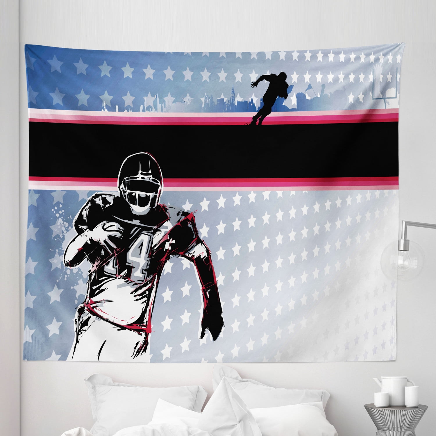 Americana Tapestry, Baseball American Football Player Running in Field ...