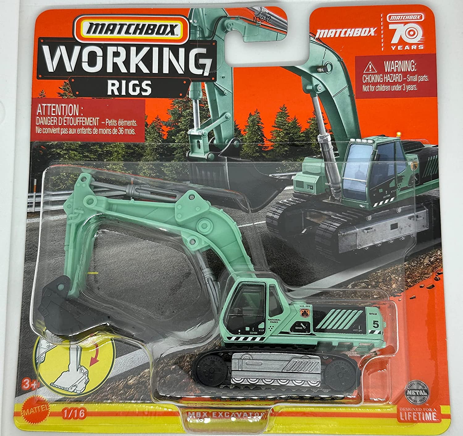 Matchbox Working Rigs MBX Excavator (Green - Walmart.com