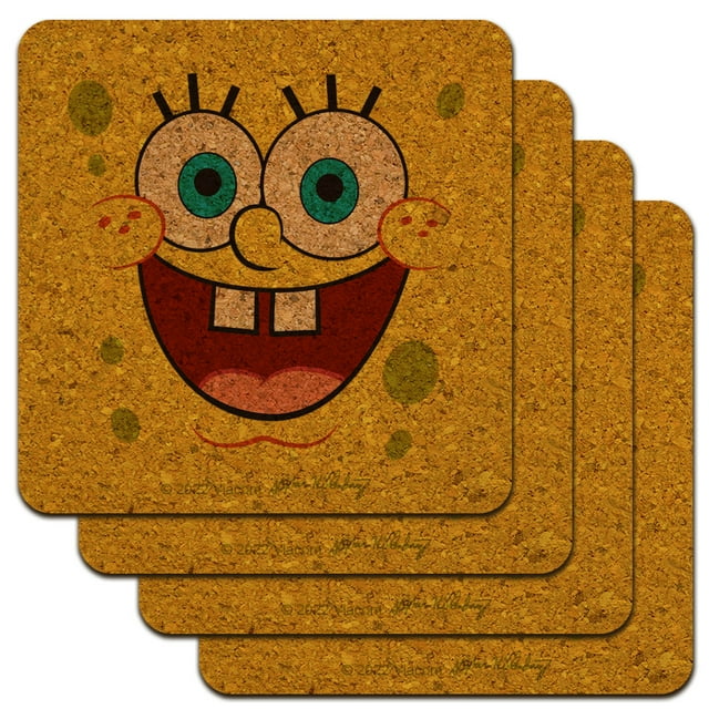 SpongeBob Goofy Smile Face Low Profile Novelty Cork Coaster Set ...