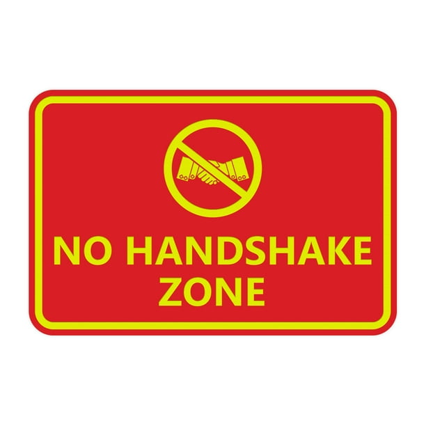 Classic Framed No Handshake Zone Sign (Red/Yellow) - Small 4x6 ...