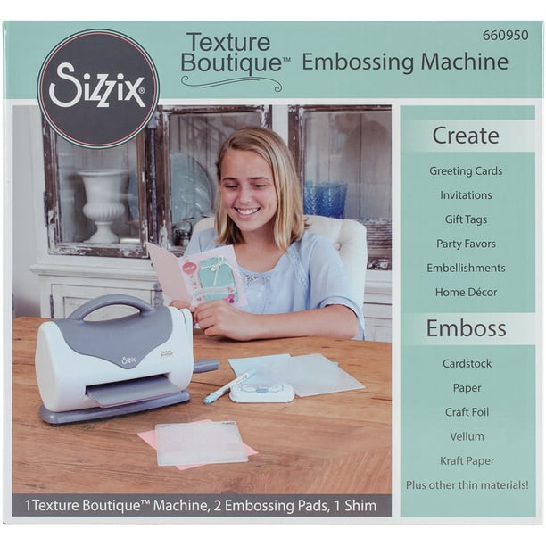 Sizzix Texture Boutique Embossing Machine Gray & White - Walmart.com