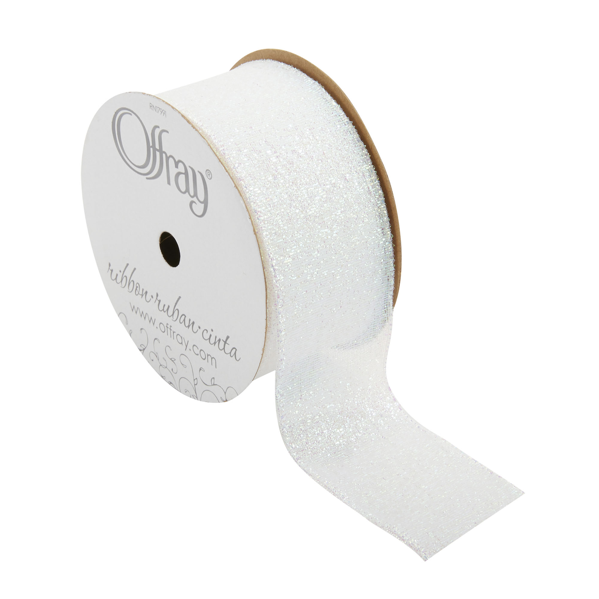 Offray Ribbon, White Opal 1 1/2 inch Galena Metallic Ribbon for Wedding, Crafts, and Gifting, 9 ...