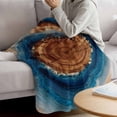 Blue Brown Blanket Soft Cozy Warm Throw Blanket for Couch, Plush Fuzzy ...