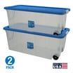 HART 200 Quart Latching Rolling Plastic Storage Bin Container, Clear ...