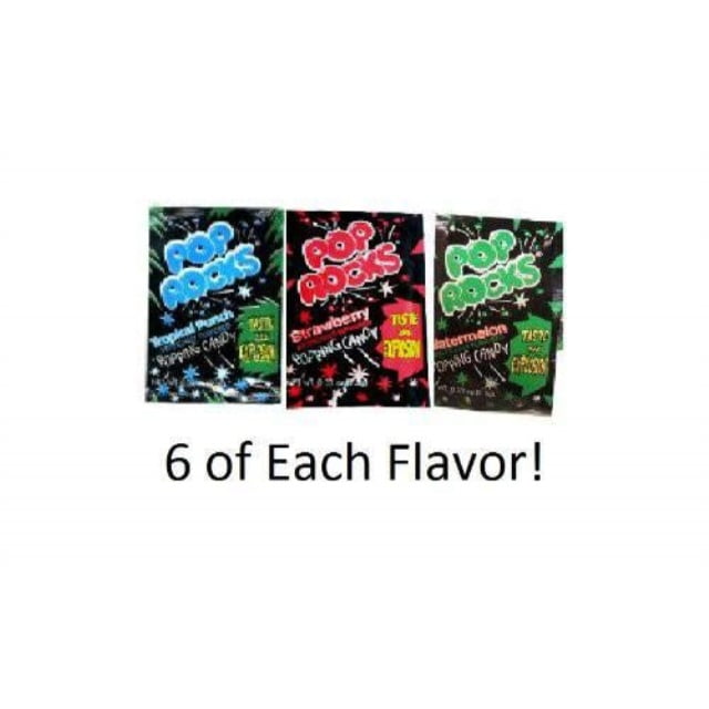 pop rocks variety pack! 18 packets total (6 of each - watermelon ...