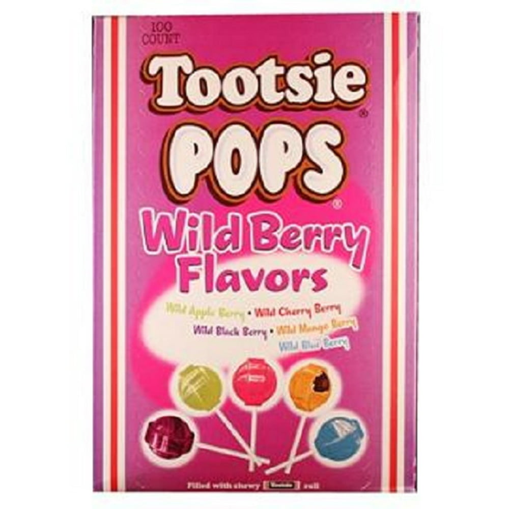 Tootsie Pops Lollipops Wild Berry Flavors 100 Count Box - Walmart.com ...